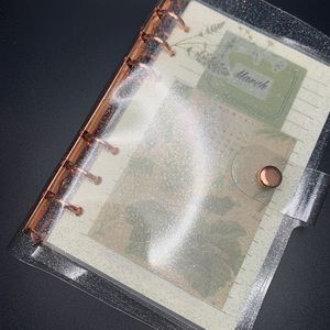 Office | Binder Cover Rose Gold Hardware With Clear Glitter Cover Empty ...